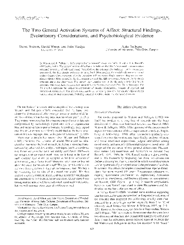 (PDF) The two general activation systems of affect: Structural findings ...