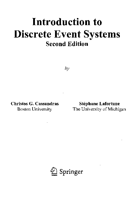 Pdf Introduction To Discrete Event Systems
