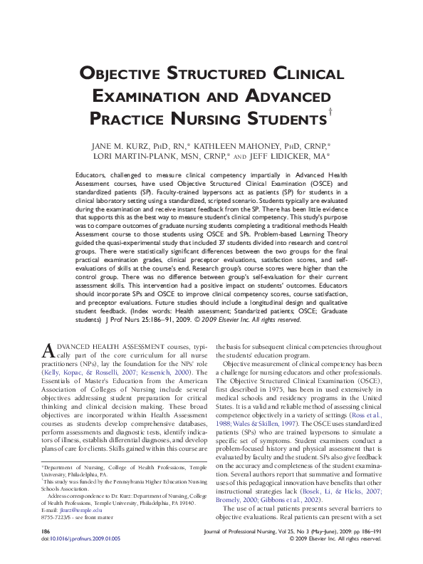 (PDF) Objective Structured Clinical Examination and Advanced Practice ...