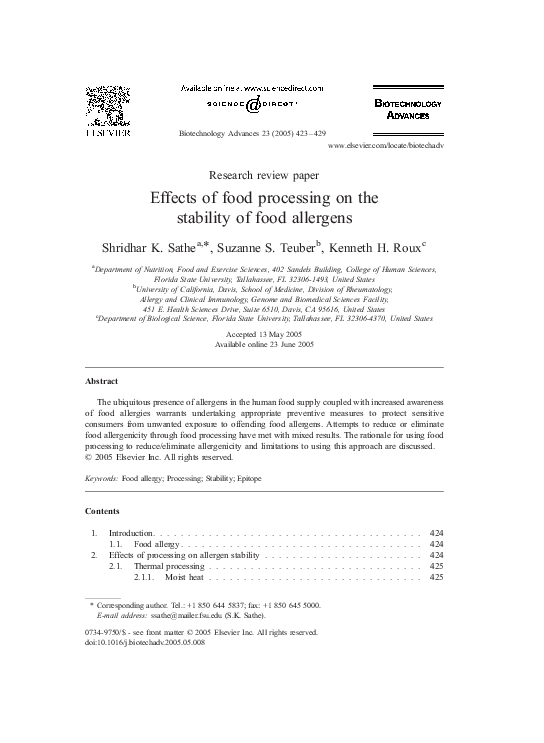(PDF) Research review paper Effects of food processing on the stability ...