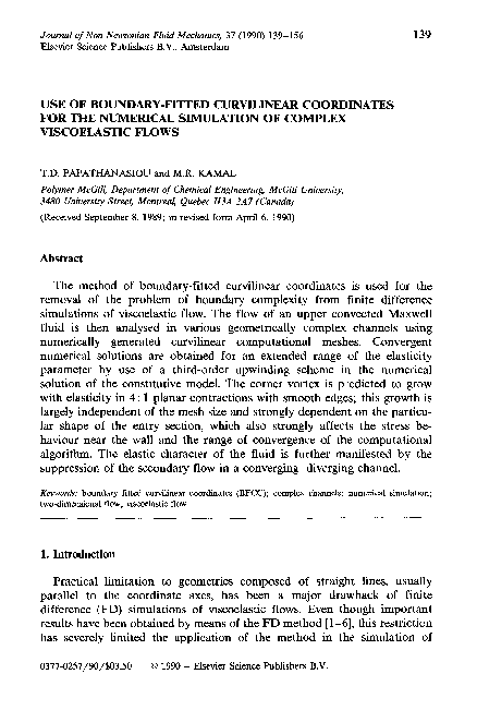 Use Of Boundary Fitted Curvilinear Coordinates For The Numerical Simulation Of Complex