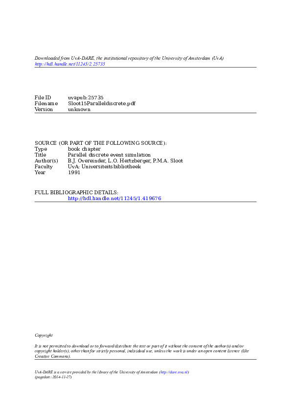 (PDF) Parallel discrete event simulation (PDF) Parallel discrete event simulation