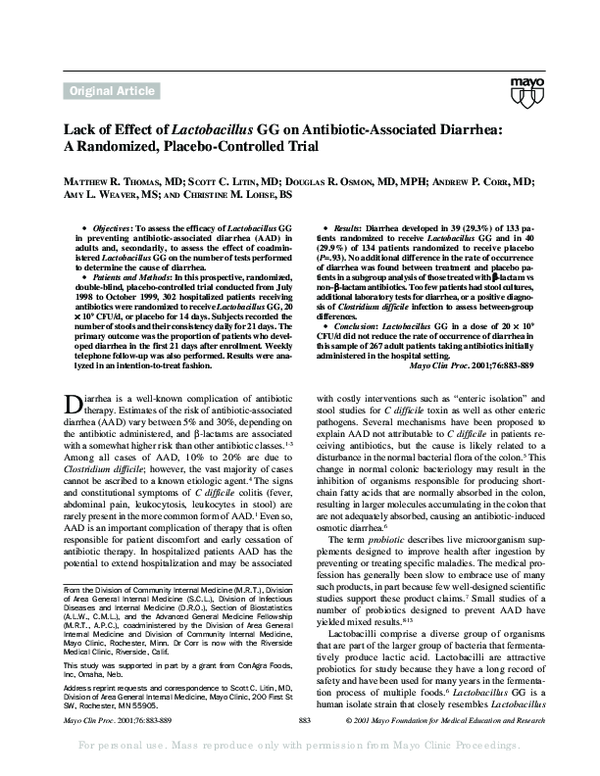 (PDF) Lack of Effect of Lactobacillus GG on Antibiotic-Associated ...