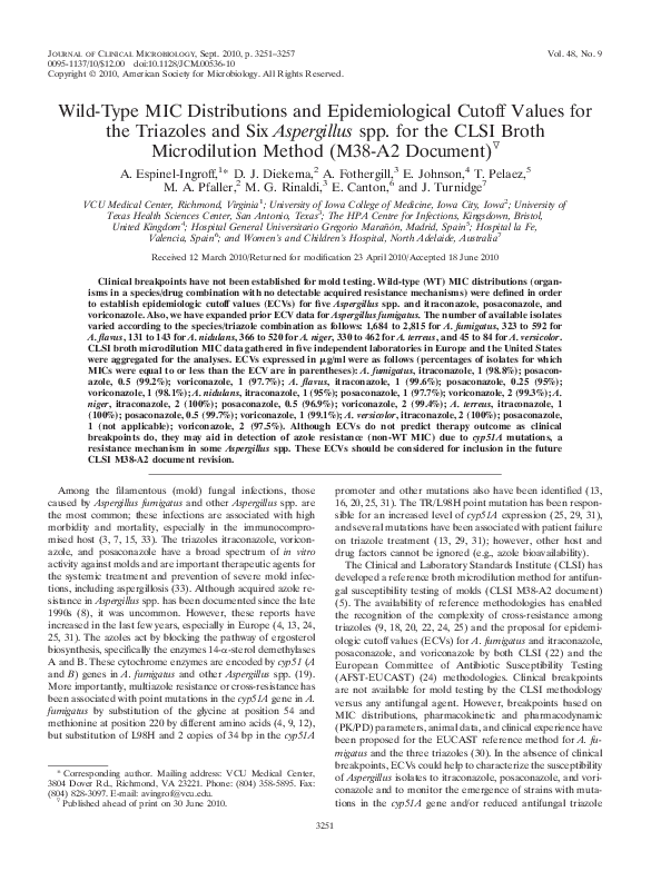 (PDF) Wild-Type MIC Distributions and Epidemiological Cutoff Values for ...