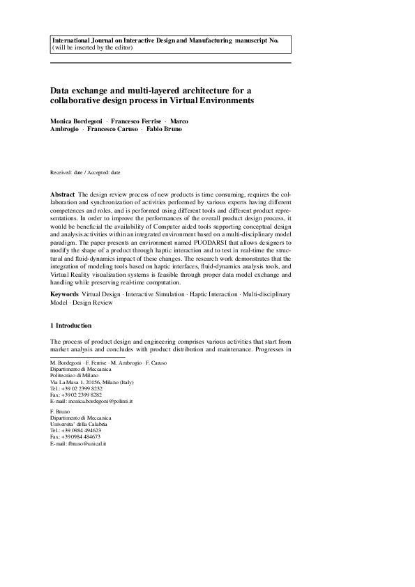 (PDF) Data exchange and multi-layered architecture for a collaborative design process in virtual ...