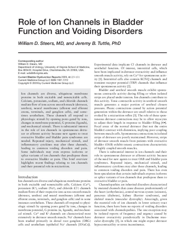 (PDF) Role of ion channels in bladder function and voiding disorders ...
