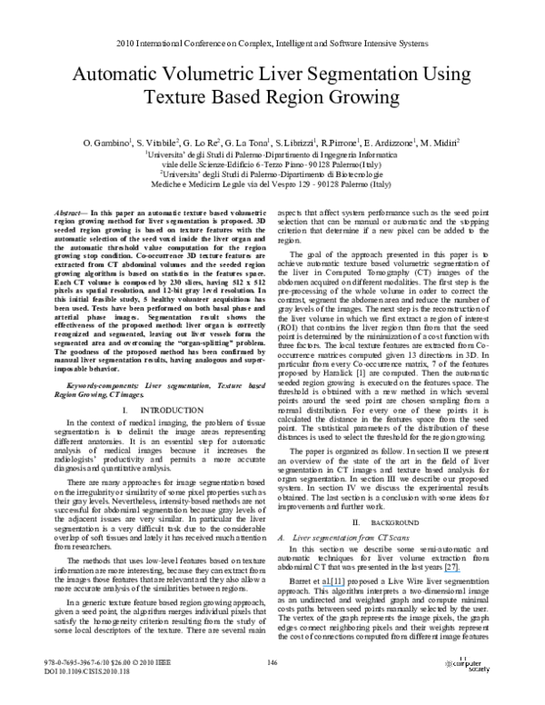 (PDF) Automatic volumetric liver segmentation using texture based region growing