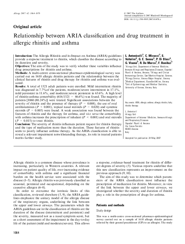 (PDF) Relationship between ARIA classification and drug treatment in ...