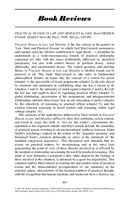 (PDF) PRACTICAL REASON IN LAW AND MORALITY by NEIL MacCORMICK