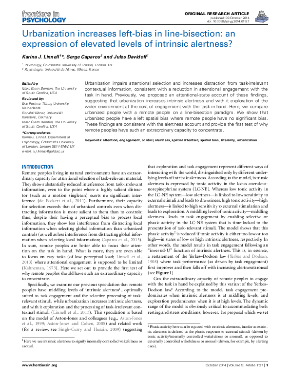 (PDF) Urbanization Enhances Left-Bias in Line-Bisection Tasks