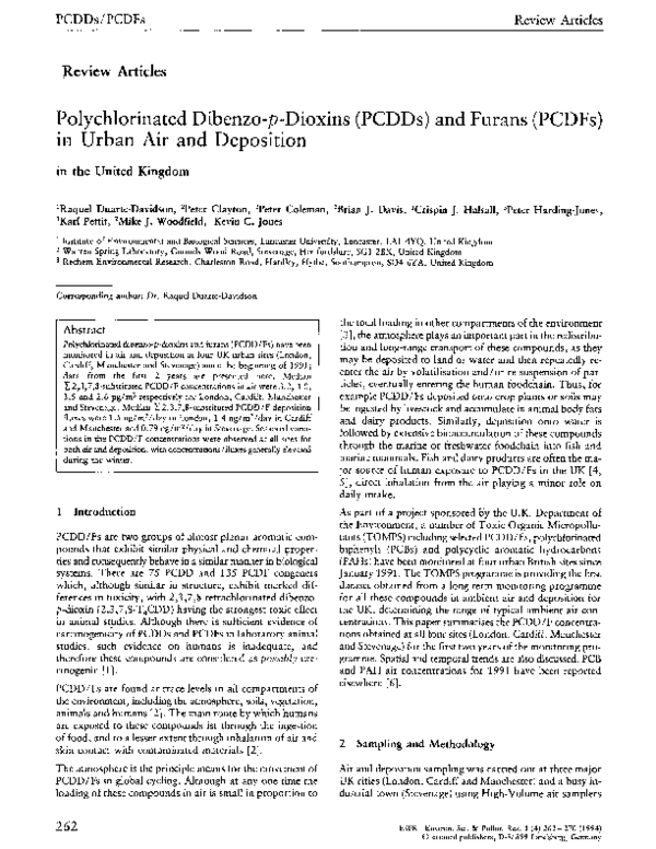(PDF) Polychlorinated dibenzo-p-dioxins (PCDDs) and furans (PCDFs) in urban air and deposition ...
