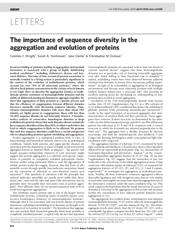 (PDF) The importance of sequence diversity in the aggregation and ...