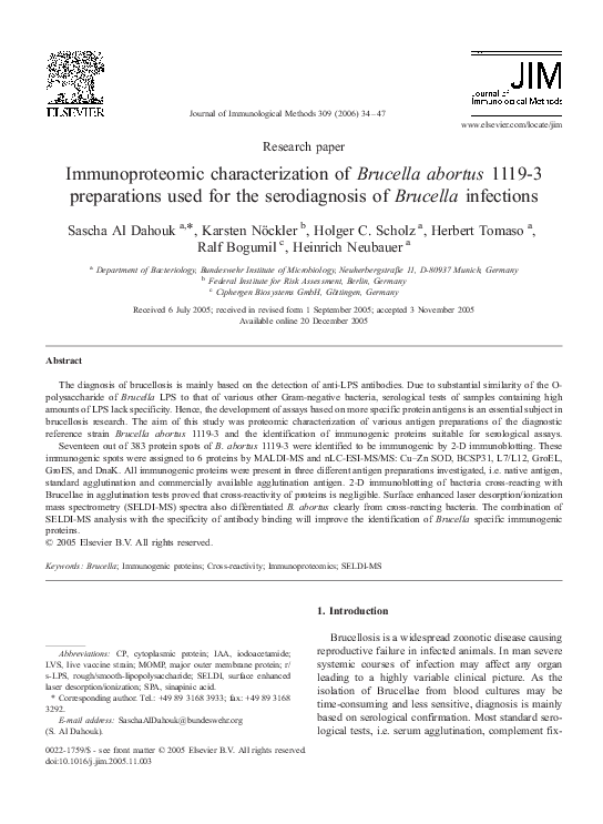 (PDF) Immunoproteomic characterization of Brucella abortus 1119-3 ...