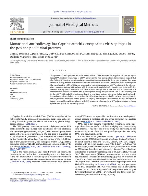 (PDF) Monoclonal antibodies against Caprine arthritis-encephalitis ...