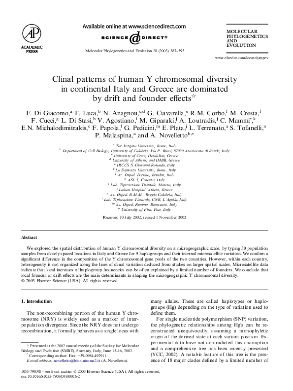 (PDF) Clinal patterns of human Y chromosomal diversity in continental ...