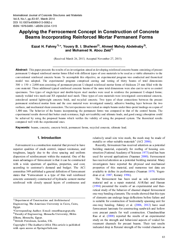 (PDF) Applying the Ferrocement Concept in Construction of Concrete ...