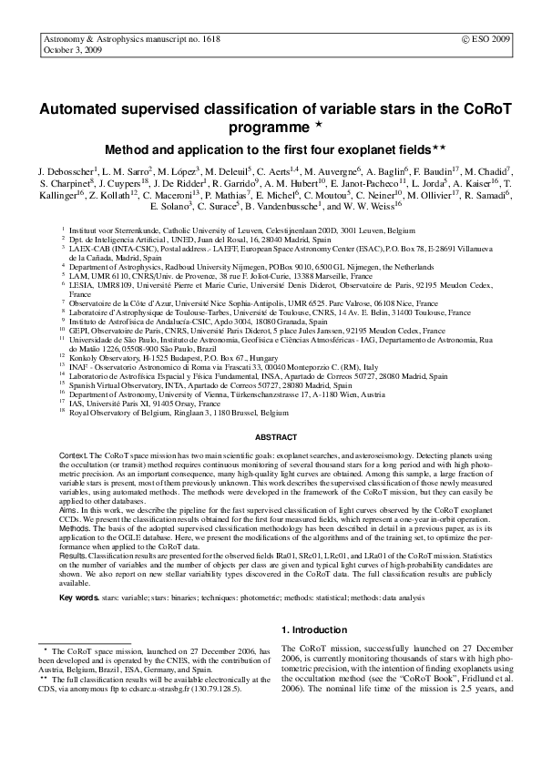 (PDF) Automated supervised classification of variable stars