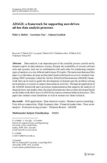 (PDF) ADAGE: a framework for supporting user-driven ad-hoc data ...