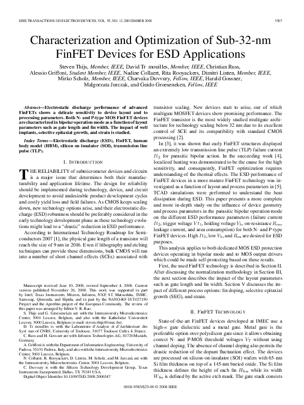 (PDF) Optimizing Sub-32-nm FinFETs for ESD Safety