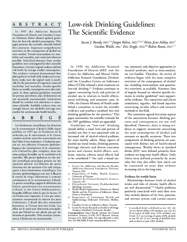 (PDF) Low-risk drinking guidelines: the scientific evidence