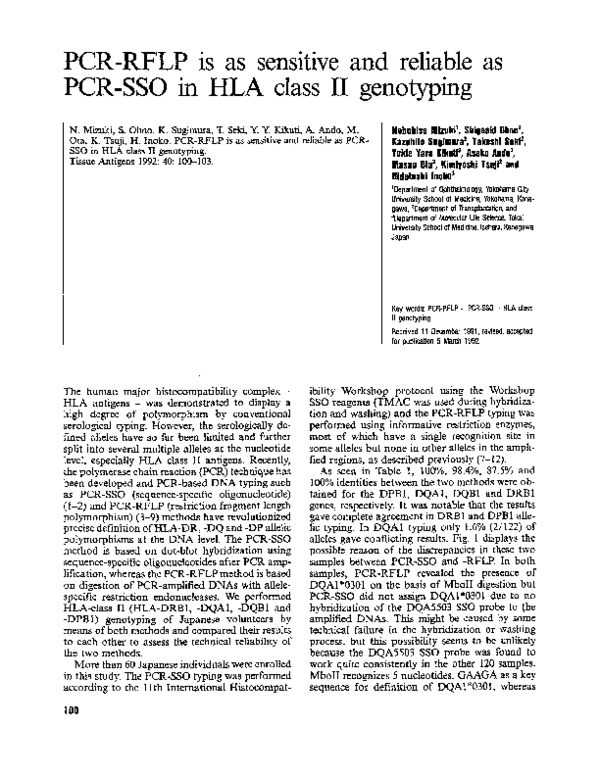 (PDF) PCR-RFLP is as sensitive and reliable as PCR-SSO in HLA class II ...