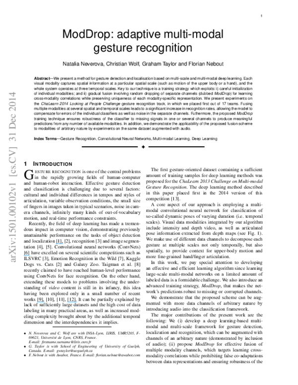 Pdf Moddrop Adaptive Multi Modal Gesture Recognition 