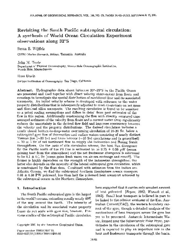 (PDF) Revisiting the South Pacific subtropical circulation: A synthesis ...