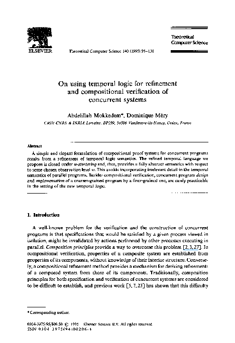 Pdf On Using Temporal Logic For Refinement And Compositional