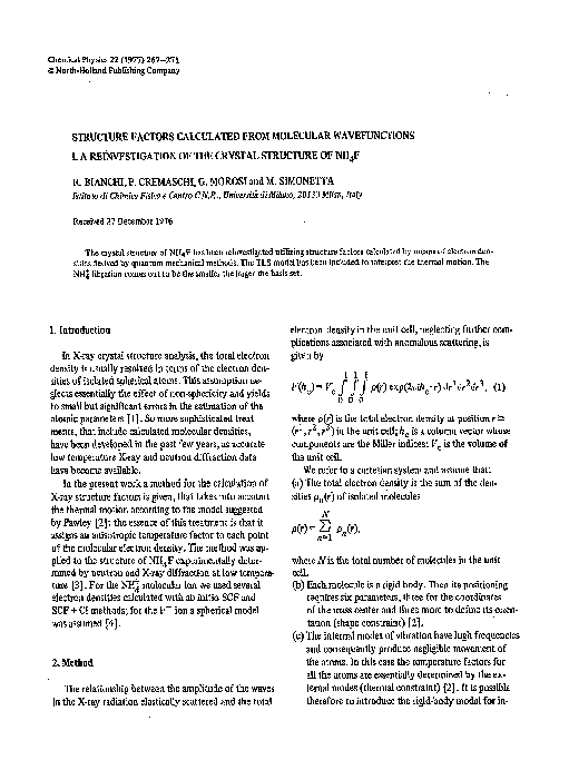 Pdf Structure Factors Calculated From Molecular Wavefunctions