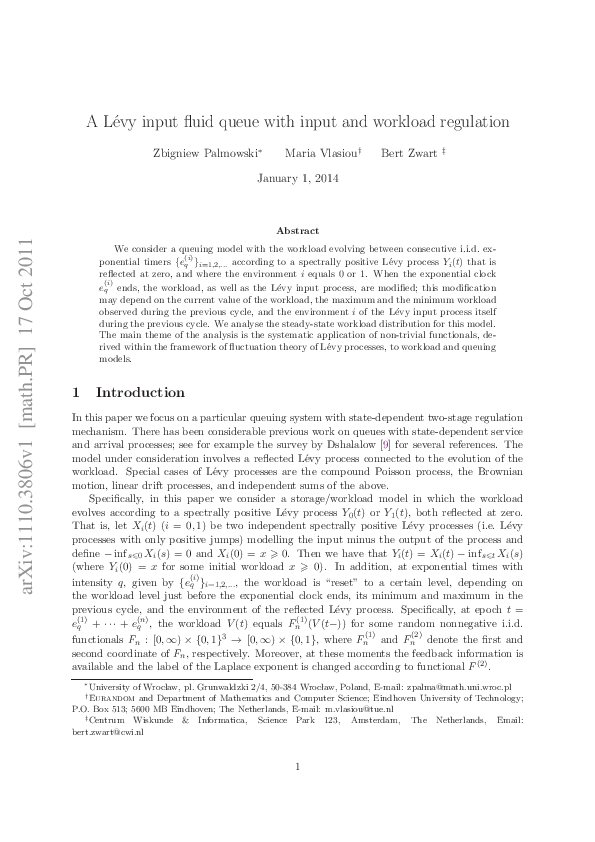 (PDF) A Lévy input fluid queue with input and workload regulation
