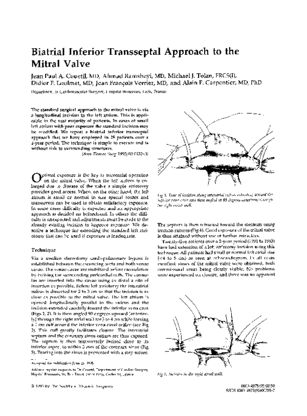 (PDF) Biatrial inferior transseptal approach to the mitral valve