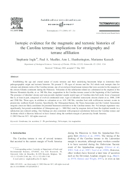 (PDF) Isotopic evidence for the magmatic and tectonic histories of the ...