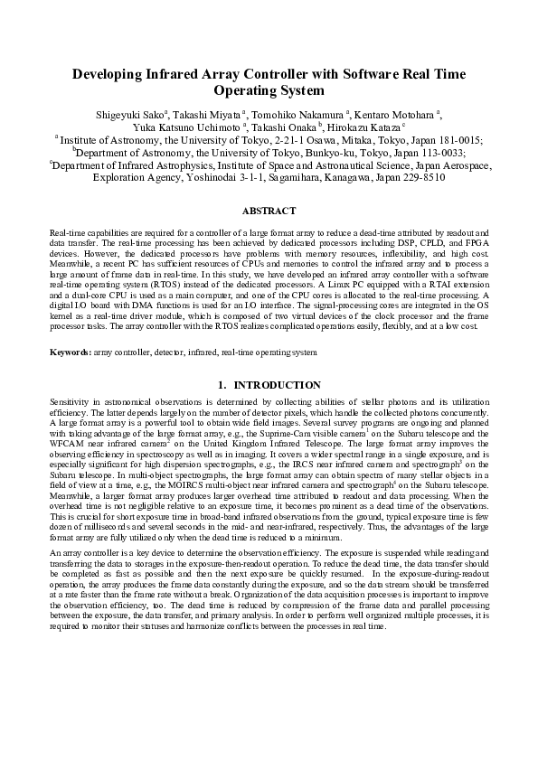 Pdf Developing Infrared Array Controller With Software Real Time Operating System