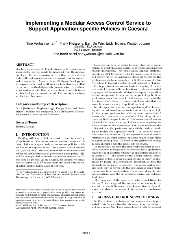(PDF) Implementing a modular access control service to support application-specific policies in ...