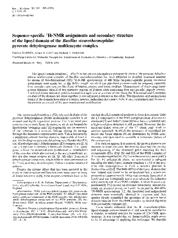 (PDF) Sequence specific 1H-NMR assignments and secondary structure of a carboxy-terminal ...