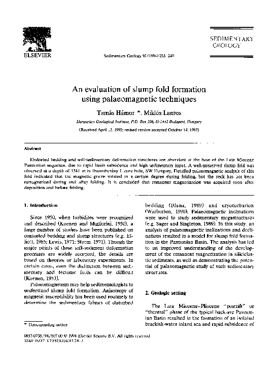 (PDF) An evaluation of slump fold formation using palaeomagnetic techniques