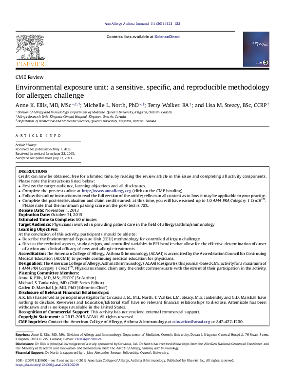 (PDF) Environmental exposure unit: a sensitive, specific, and ...