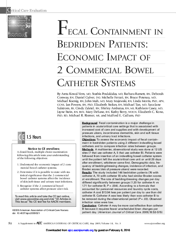 (PDF) Fecal Containment in Bedridden Patients: Economic Impact of 2 ...