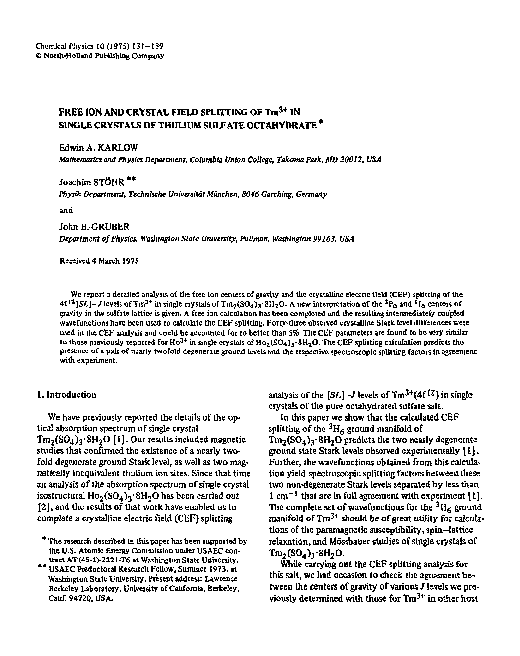 (PDF) Free ion and crystal field splitting of Tm3+ in single crystals ...