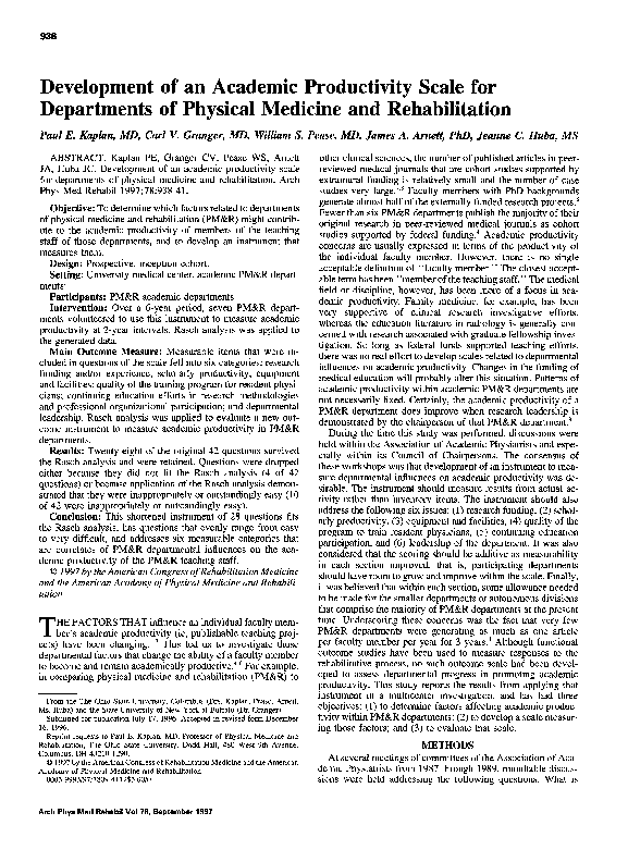 (PDF) Development of an academic productivity scale for departments of ...