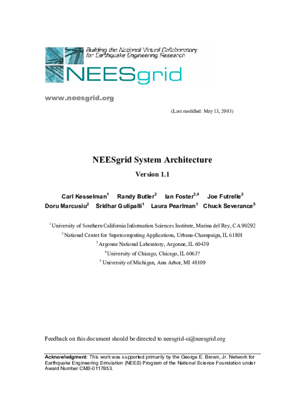 (PDF) NEESgrid System Architecture