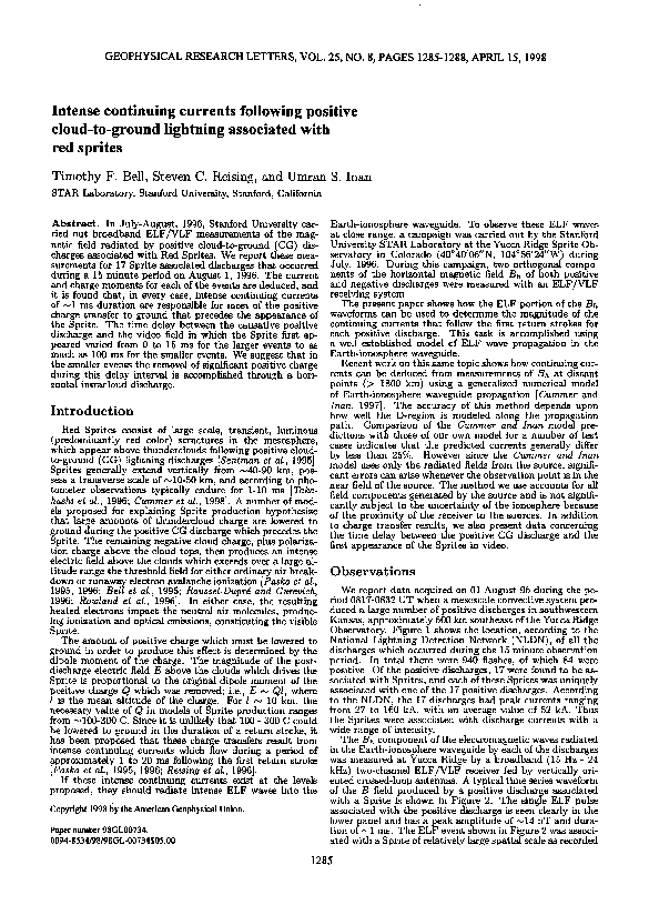 (PDF) Intense continuing currents following positive cloud-to-ground ...