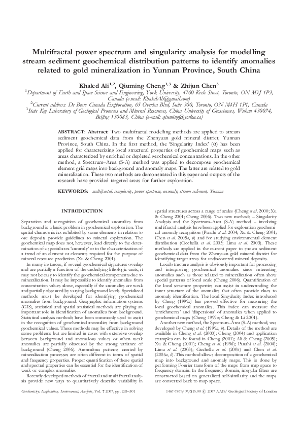 (PDF) Multifractal power spectrum and singularity analysis for modelling stream sediment ...
