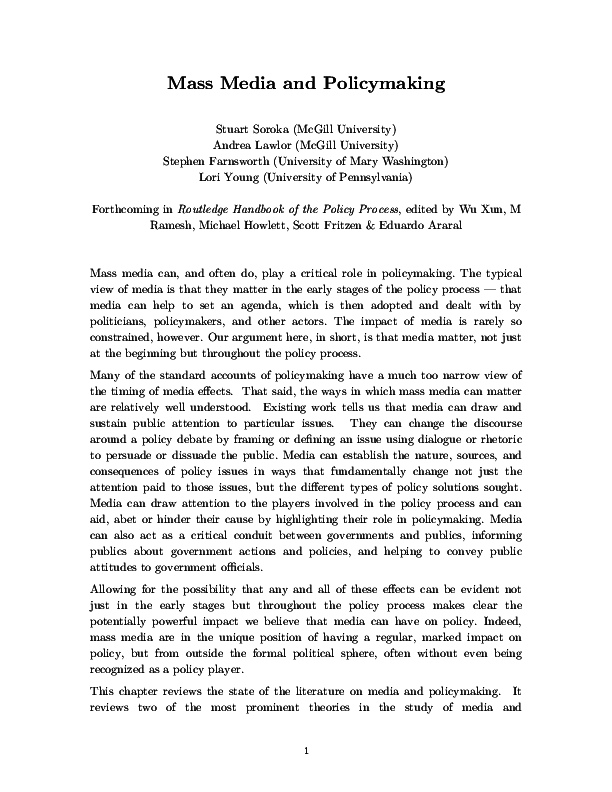 (PDF) Mass media and policy-making
