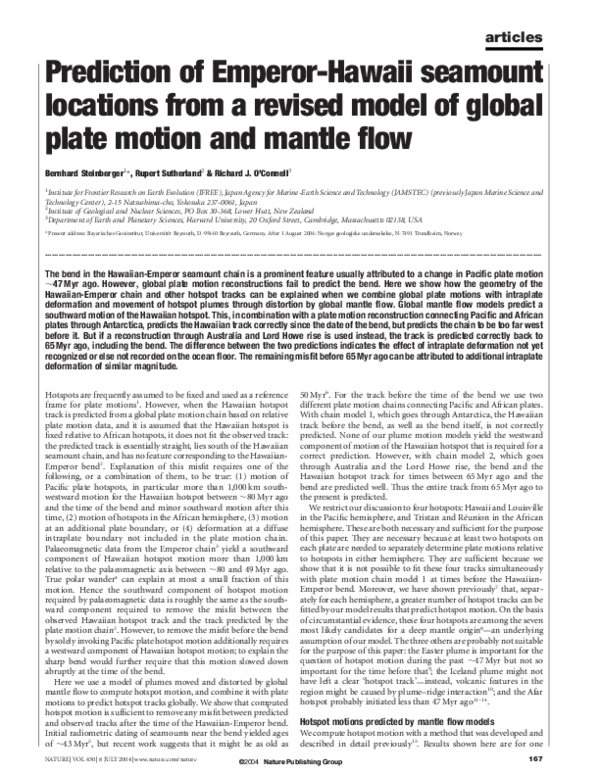 (PDF) Prediction of Emperor-Hawaii seamount locations from a revised ...
