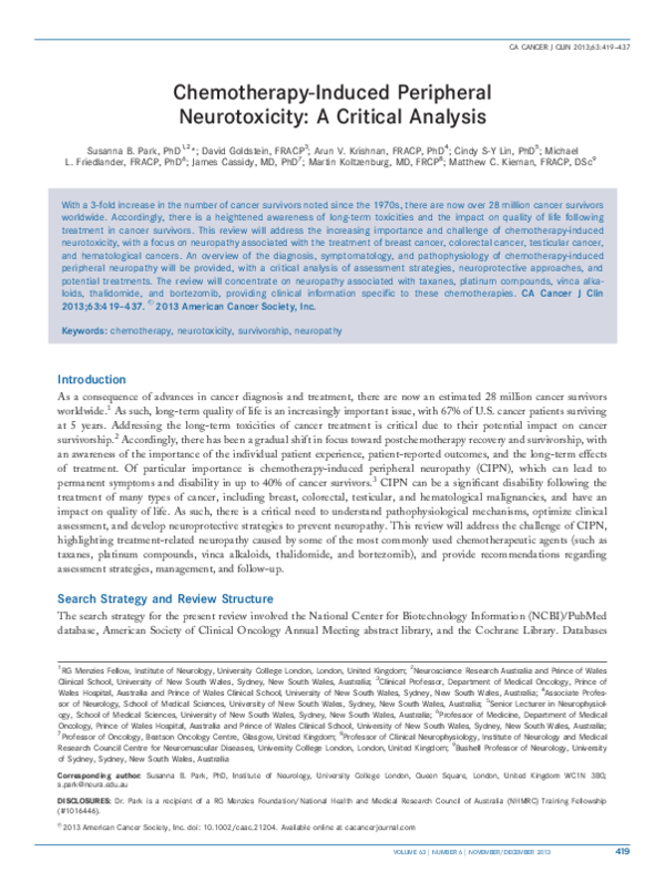 (PDF) Chemotherapy-induced peripheral neurotoxicity | Paola Marmiroli - Academia.edu