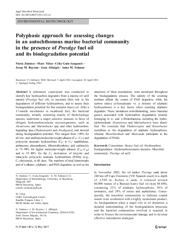 (PDF) Polyphasic approach for assessing changes in an autochthonous ...