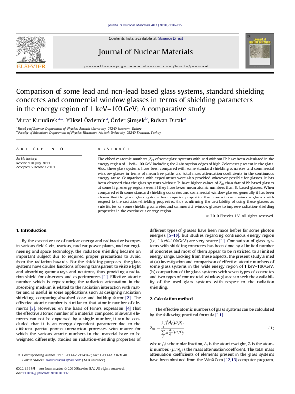 (PDF) Comparison of some lead and non-lead based glass systems ...