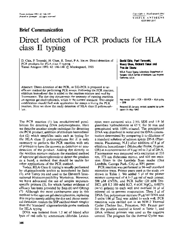 (PDF) Direct detection of PCR products for HLA class II typing