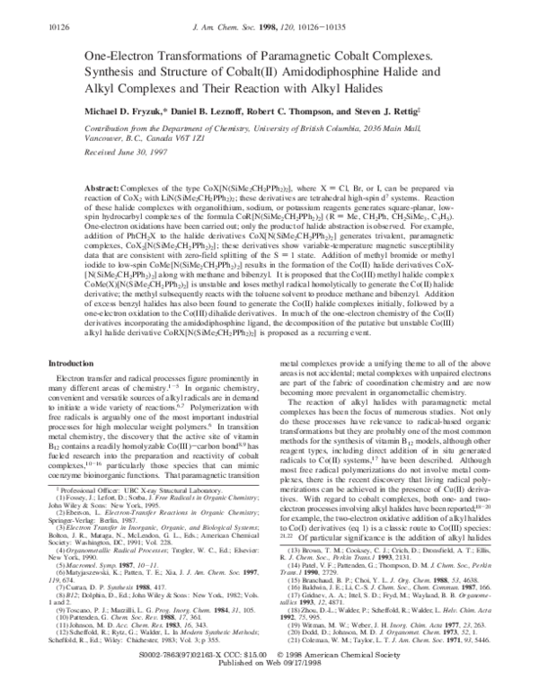 (PDF) One-Electron Transformations of Paramagnetic Cobalt Complexes ...